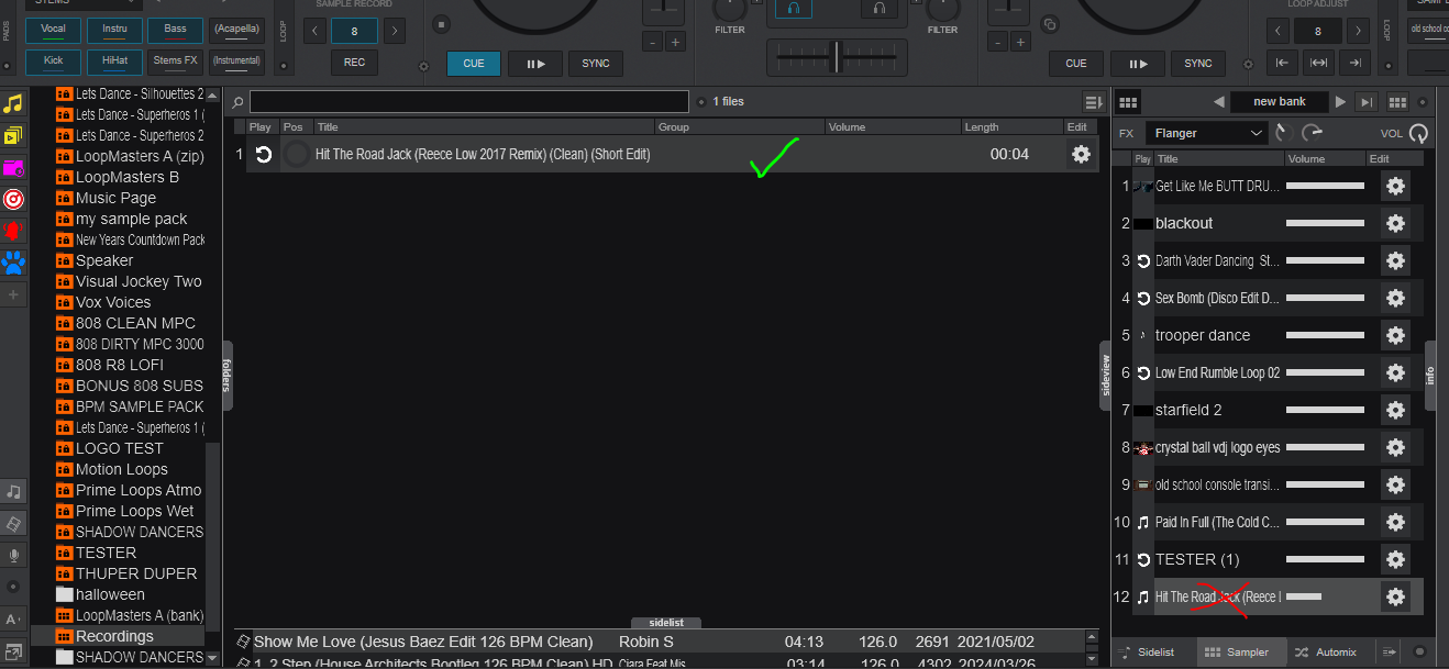 VirtualDJ - unable to open sample editor on new recorded loop in sample bank